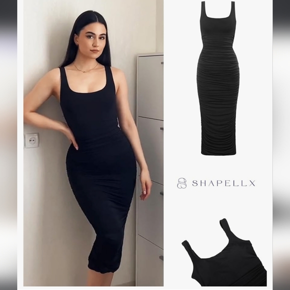 Shapellx | Dresses | Nwt Shapellx Black Ruched Dress Large | Poshmark